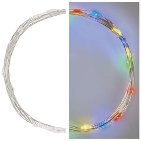 Vánoční osvětlení EMOS D3AM04 ZY1951 20LED nano řetěz stříbrný 1,9m 2xAA multicolor s časovačem
