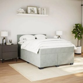 Box spring postel s matrací světle šedá 160x200 cm samet 3286354