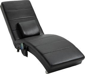 HOMCOM Relaxační lehátko kožené s masážní funkcí, 58 x 163 x 87 cm, do 120 kg, 8 masážních bodů, s dálkovým ovládáním, vysoký opěrný polštář, černá |…