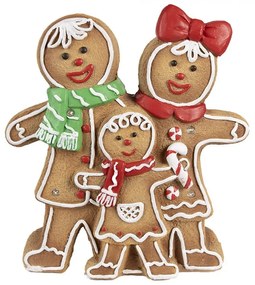 Hnědá vánoční svítící dekorace rodina Perníček Gingerbread - 31*10*35 cm