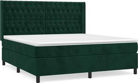 Box spring postel s matrací tmavě zelená 180x200 cm samet 3132876