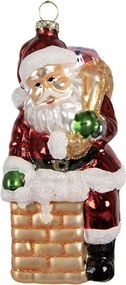Vánoční skleněná ozdoba Santa u komína - 6*6*12 cm