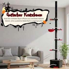 Costway Od podlahy ke stropu kočičí strom 245-300 cm nastavitelné 5-patrové