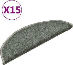 Schodové rohože 15 ks 56 x 17 x 3 cm tmavě zelené půlkulaté 322360
