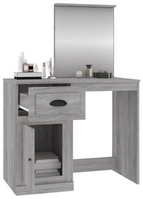 Toaletní stolek se zrcadlem šedý sonoma 90x50x132,5 kompozit - Default Title