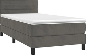Box spring postel s matrací tmavě šedá 90x190 cm samet 3141336