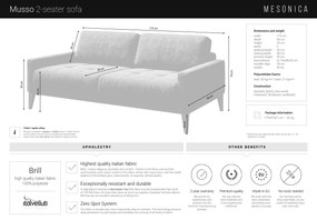 MUZZA Pohovka dvoumístná musso tufted 173 cm antracit