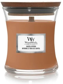 WoodWick vonná svíčka s dřevěným knotem malá Santal Myrrh 85g