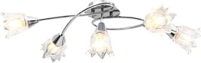 Stropní lampa průhledná skleněná stínidla 5 žárovek E14 tulipán 289236