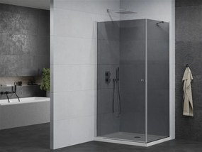 Mexen Pretoria, sprchový kout 100 (dveře) x 80 (stěna) cm, 6mm šedé sklo, chromový profil + bílá sprchová vanička, 852-100-080-01-40-4010
