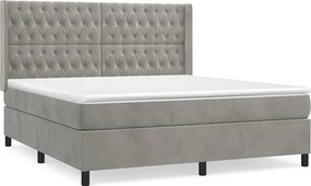 Box spring postel s matrací světle šedá 180x200 cm samet 3132873