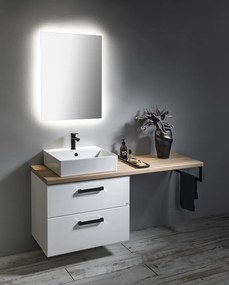 Aqualine, VEGA umyvadlová skříňka s černými úchytkami, deskou VEGA a podpůrnou konzolou, 103,5x61,4x45 cm, dub platin, VG873-03