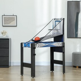 SPORTNOW 5-v-1 Multihra Kancelářský stůl s pingpongem, kulečníkem, hokejem, basketbalem a lukostřelbou pro dospělé 91 x 45,5 x 76 cm Černá+Modrá