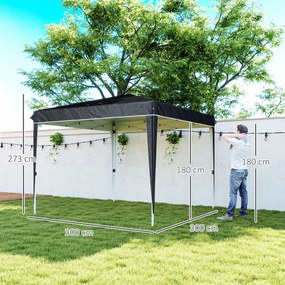Zahradní altán Outsunny 3x3 m Skládací Pop Up Nastavitelná Výška s Odtokovými Otvory, Kovová Konstrukce a Oxfordská Tkanina s Taškou na Přenášení, UV…