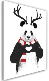 Gario Obraz na plátně Panda s rohy ve vánoční šále - Rykker Rozměry: 40 x 60 cm