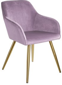 Tectake Židle Marilyn sametový vzhled zlatá šeříková/zlatá