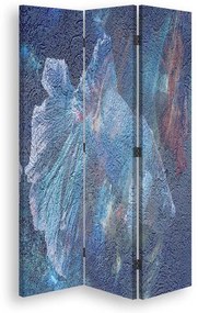 Ozdobný paraván, Tajná modrá - 110x170 cm, třídílný, korkový paraván
