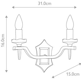 Elstead RY2B-BLACK - Nástěnné svítidlo RECTORY 2xE14/60W/230V