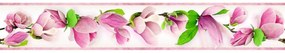 Bordura na zeď samolepicí - Magnolie tmavě růžová
