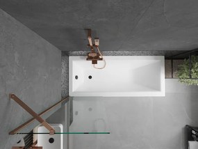 Mexen Next, vanová zástěna 1-křídlová 60 x 150 cm, fixní křídlo, 6 mm čiré sklo, růžové zlato profil, 895-060-000-00-00-60