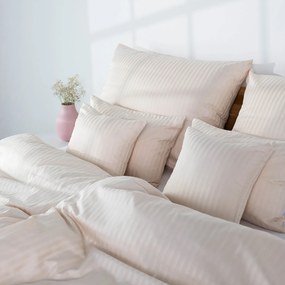 Damaškové saténové prodloužené povlečení Pruh 10 mm - Champagne Velikost: 140 x 220 + 70 x 90