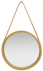 Nástěnné zrcadlo s popruhem 40 cm zlaté 320361