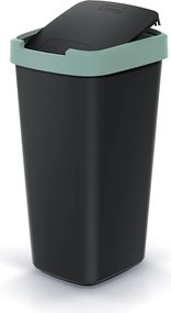 Odpadkový koš s barevným víkem, 25 l, zelená / černá