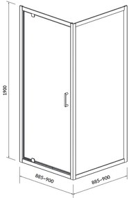 CERSANIT sada B153: sprchový kout ARTECO 90x90x190 cm, průhledný, chrom + slim vanička TAKO, S601-116
