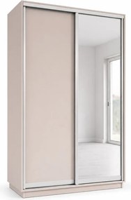 Skříň s posuvnými dveřmi 1400x2200x600 1LTD 1 Zrcadlo Kašmír, profil stříbrný