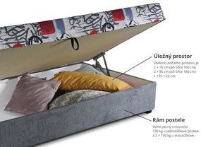 NEW DESIGN postele Postel VENICE s hlavovým čelem a úložným prostorem, matrace a rošt v ceně, 160×200 cm Velikost postele: 160 × 200 cm