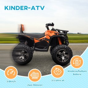 HOMCOM dětské vozidlo 12V s funkcí jízdy vpřed a vzad, hudební přehrávač MP3, světlomety, 3-8 km/h, 3-5 let, oranžová barva