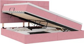Postel s úložným prostorem a matrací Růžová 200 x 200 cm samet 3372056