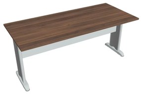 Stůl jednací rovný 180 cm - Hobis Cross CJ 1800 Dekor stolové desky: ořech, Dekor lamino podnože: šedá, Barva nohou: Stříbrná