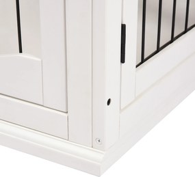 PawHut bouda pro psy přepravní box pro malá zvířata v interiéru 81 x 58,5 x 66 cm z MDF a kovu v bílé barvě, ideální pro domácí zvířata