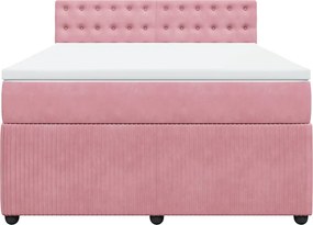 Box spring postel s matrací růžová 140x200 cm samet 3287775