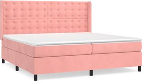Box spring postel s matrací růžová 200x200 cm samet 3132944