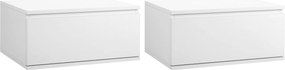HOMCOM Sada 2 moderních nočních stolků s výsuvnou zásuvkou a závěsným designem do ložnice a obývacího pokoje, z dřevotřísky a MDF, 49x38x23cm, bílá |