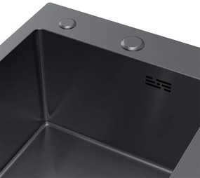 Erga HD, 1-komorový ocelový dřez 580x480x210 mm, levý, grafitová, ERG-MLS-HD5848LB