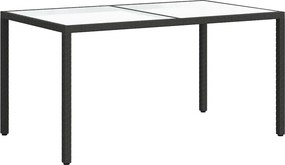 Zahradní stůl 150 x 90 x 75 cm tvrzené sklo a polyratan černý 316705