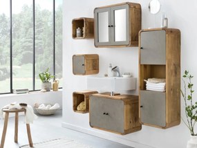 furniture-nabytek.cz - Masivní koupelnová sestava Dingora II z recyklované borovice a MDF, lakovaná, přírodní/šedá