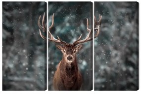 Vícedílný obraz Jelen V Lese 3D Nedostatek Nedostatek Přírodní plátno 180x120