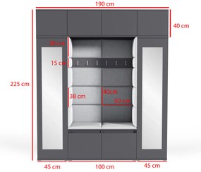 Eka Předsíňová stěna s čalouněnými panely Trinity 32 - Sonoma / Světlá béžová 2303