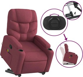 Zvedací masážní polohovací křeslo vínové textil 3204611