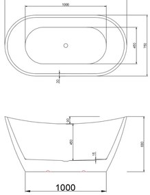 BPS-koupelny Volně stojící akrylátová vana HYD-RIC513A 150x75 bílá, odtokový komplet zlatý