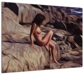 Skleněný obraz - Malba ženy (70x50 cm)