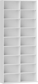 HOMCOM úložný stojan na CD a DVD 18 přihrádek, maximální kapacita 640 CD/360 DVD 430 Blu-ray, 78,5 x 24 x 175 cm, bílý
