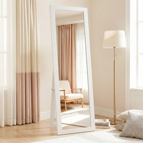 HOMCOM Obdélníkové zrcadlo na stěnu nebo k položení s dřevěným rámem do obývacího pokoje a ložnice 37 x 157 cm bílá