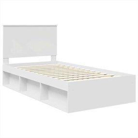 Rám postele s čelo Bílá 100 x 200 cm Masivní borové dřevo 3411046