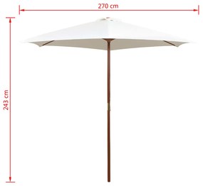 Slunečník s dřevěnou tyčí, 270x270 cm, krémově bílý - Default Title