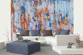 DIMEX | Samolepicí vliesová fototapeta na zeď Textura barevné zdi MA-5-2435 | 375 x 250 cm | modrá, žlutá, oranžová